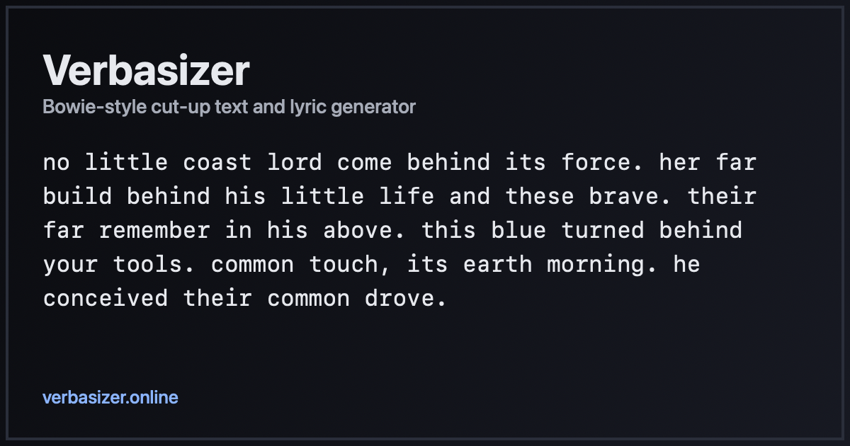 Verbasizer – Bowie-Style Cut-Up Text and Lyric Generator (POS Routing ...